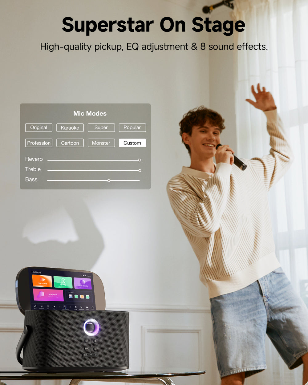 Ikarao Shell S2 - Portable Karaoke Machine for Adults＆Kids with ...